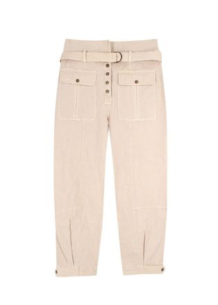 Ulla Johnson Beige Oliver High Rise Belted Trousers Size M