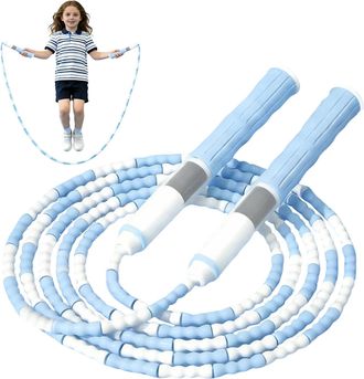 Generic Springseile f&uuml;r Fitness, 2 St&uuml;ck, verstellbare L&auml;nge, Workout, Springseil f&uuml;r M&auml;nner, Frauen und Kinder, 2 St&uuml;ck, Blau - Griff Typ A)