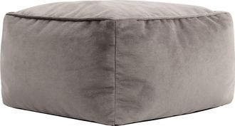 Icon Brand Amara Hocker, Dunkelgrau, Flauschiger Samt Stoff, Samt Sitzsack, Sitzpuff Hocker mit Füllung, Fußhocker für das Wohnzimmer, Deko Wohnzimmer