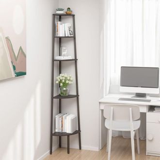 vidaXL Eckregal mit 5 Ablagen Schwarz 45,5x31,5x180 cm - Vidaxl