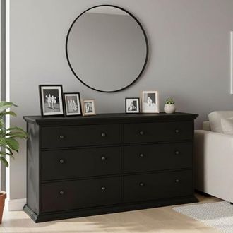 Dmora Kommode Gladys, Wohnzimmerbuffet, Wohnzimmer-Sideboard, Moderne K&uuml;chen-Speisekammer, 163x52 h88 cm, Schwarz