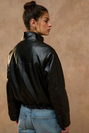 Next Lederjacke Kunstlederjacke mit Trichterkragen (1-St)