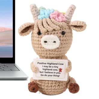 Generico Tier zur emotionalen Unterst&uuml;tzung - -Puppe mit geh&auml;kelter Karte aus den Hochlanden, Positive H&auml;kelpuppe, niedliche H&auml;kelpuppe, Tiere zur emotionalen 