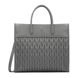 Kazar Gro&szlig;e graue Handtasche mit Henkeln und gestepptem K&ouml;rper - - Bags - Damen - Grau - ONE SIZE