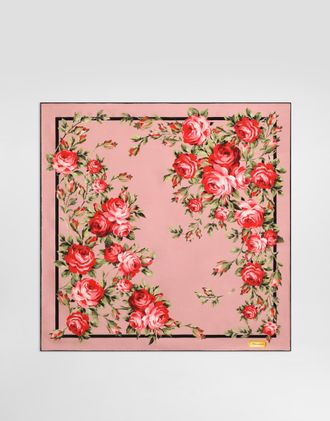 Dolce & Gabbana Rose Bouquet-print Silk Twill Scarf 70x70 - Frau Schals Und T&uuml;cher Multicolor Onesize
