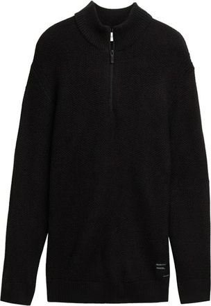Tom Tailor Troyer-Strickpullover mit halbem Rei&szlig;verschluss - - Knitwear - Herren - Schwarzk - 2XL