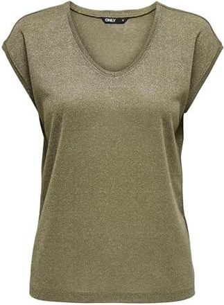 Only NOS Onlsilvery S/S T-Shirt Lurex JRS Noos pour Femme, Falcon/détail : Lurex Ton sur Ton, M