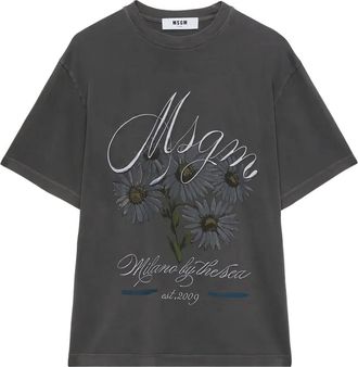 Msgm t-shirt à fleurs - Gris