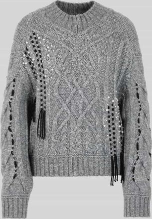 Marc Cain Pullover aus Wolle-Alpaka-Mix mit Perlenfransen