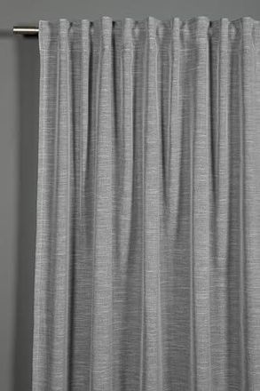 Gardinia Sehlbach Fertiggardine mit Gardinenband, Leinenoptik, Grau, 140 x 245 cm Gardinen, Vielseitig Kombinierbar, Blickdicht, Lichtdurchlässig, Öko-Tex Zert