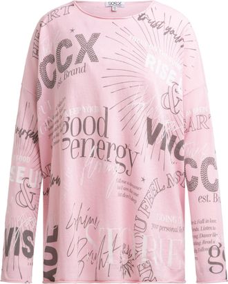 soccx Damen Feinstrickpullover mit All Over Print Smooth Rose, XL/XXL