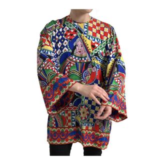Dolce & Gabbana Blouse imprim&eacute; cartes &agrave; jouer en soie - Femme - Blouses et Chemises - Multicolore - Taille: 34 FR