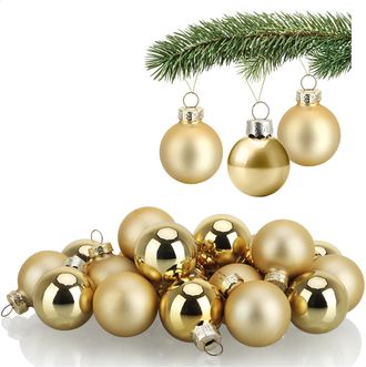 Com-Four 20x Mini-Christbaumkugeln aus Glas - kleine Weihnachtskugeln für die Weihnachtsdekoration - Baumschmuck für den Weihnachtsbaum - Ø 3 cm