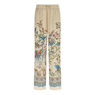 Etro Weitgeschnittene Hose mit platziertem Flora- und Fauna-Print - - Trousers - Damen - Beige - M