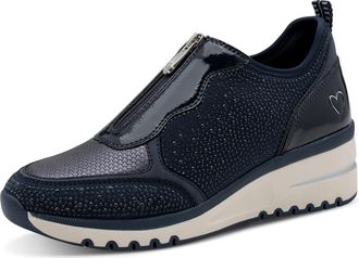 Marco Tozzi Marco Tozzi Damen Sneaker weiches Feel Me Wechselfu&szlig;bett weiches Innenfutter Vegan Modern, blau (Navy Comb), 37 EU