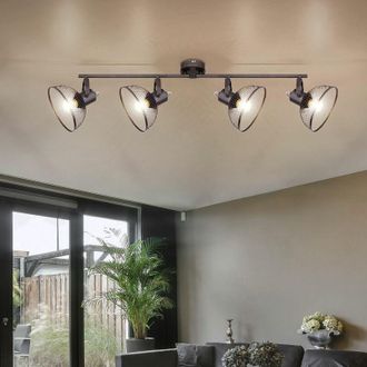 Globo Lighting Spot de plafond spot orientable plafonnier plafonnier chrom&eacute; 4 ampoules, 4x E27, LxH 93,6x20,8 cm