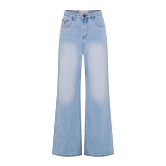 One Teaspoon Love Machines Mid Waist Super Wide Leg Jeans aus Denim - - Jeans - Damen - Blau - W26