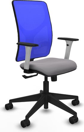 Piqueras y Crespo B&uuml;rostuhl mit wei&szlig;en und schwarzen Armlehnen, h&ouml;henverstellbare Lendenwirbelst&uuml;tze, ausgestattet mit 3 Positionen, Blau/Grau