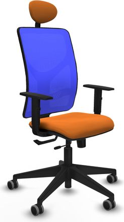 Piqueras y Crespo B&uuml;rostuhl, R&uuml;ckenlehne mit Netzstoff, 1D-Armlehnen, h&ouml;henverstellbare Lendenwirbelst&uuml;tze und festes Kopfteil, ausgestattet mit Syncro/Traslack und Sch