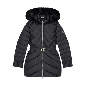 Emporio Armani Caban matelass&eacute; avec capuche et fourrure - Femme - Manteaux - Noir - Taille: 38 FR