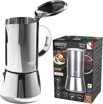 Camry Cafetière à expresso classique en acier inoxydable 500 ml - Cafetière à induction pour tous les types de plaques de cuisson - Prépare 10 tasses dexpre