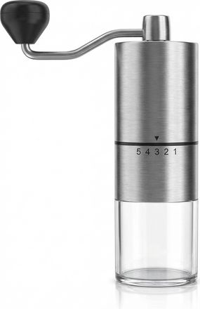 Arendo Kaffeem&uuml;hle manuell Edelstahl - Keramikkegelmahlwerk - verstellbarer Mahlgrad - Handm&uuml;hle - durchsichtiger Beh&auml;lter f&uuml;r Kaffee, Espresso, Mokka, Filte