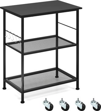 Generic Küchenwagen, Rollwagen, Küchen-Bäckerregal, 3-stufiger Servierwagen, Mikrowellenständer mit Regalen, feststellbaren Rädern, 5 10 Haken, Rollwagen für 