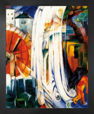 1art1 Franz Marc Poster Kunstdruck Bild und MDF-Rahmen - Die Verzauberte Mühle, 1913 (50 x 40cm)