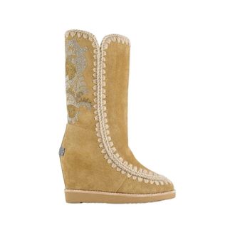 Mou Texan Hotfix Geh&auml;kelte Schaffellstiefel - - Shoes - Damen - Beige - 41 EU