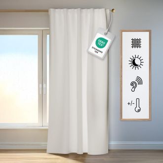 Homing Vorhang Kim Creme | Verdunkelungsvorhang inkl. Multifunktionsband | Thermovorhang Hitzeschutz | Akustikvorhang Schalld&auml;mmerung | Vorhang Blickdicht | 