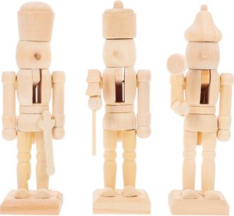 BESPORTBLE 3Pcs Weihnachten Holz Unfertige Nussknacker Figuren DIY Blank Unlackiert Nussknacker Marionette Nussknacker Soldat Ornament f&uuml;r Weihnachtsdekoration