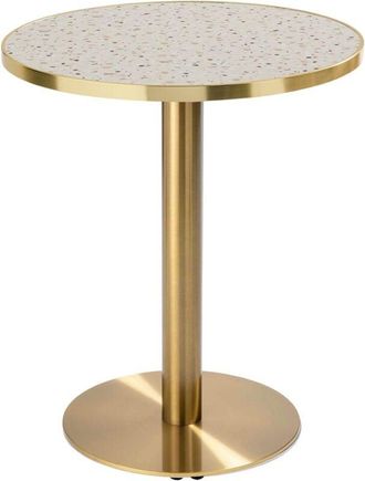 Oviala Runder Esstisch 60 cm Terrazzo/Goldplatte und Goldfuß
