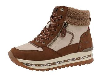Mustang Jeans Baskets taupe &agrave; talon semi-compens&eacute; avec des lacets et un zip lat&eacute;ral - Taille numeric_36