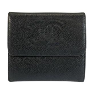 Chanel Pre-owned Schwarzes Leder Kompakt Portemonnaie - - Pre-owned - Damen - Schwarzk - ONE SIZE