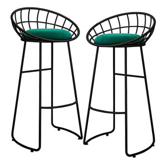 Generic Moderner Barhocker aus schwarzem Metall mit gr&uuml;nem Samtbezug, hoher R&uuml;ckenlehne und hoher Sitzh&ouml;he f&uuml;r K&uuml;che, Bistro, Kneipe und Esszimmer - Nordische