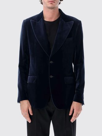 Lardini Blazer droit en velours de coton &agrave; revers en pointe