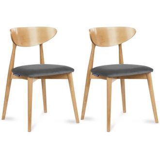 Konsimo Esszimmerst&uuml;hle 2 St rabi Gestell aus Massivholz, Grau, Stoff/Holz, Scandinavian, 47x79x45 cm - Konsimo
