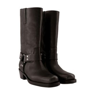 PARIS TEXAS Womens Roxy Boot Leather Black Calfskin Shoes