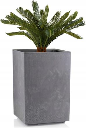 HowHomely Blumentopf Grau 59 x 40 x 40 cm Pflanzk&uuml;bel Gro&szlig; Au&szlig;en - Pflanzkasten auf Rollen mit Abflussstopfen - Pflanzk&uuml;bel Rechteckig Betonoptik f&uuml;r Garten und