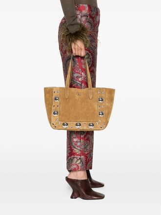 Valentino Garavani Studded Suede Tote Bag - Beige