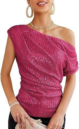 Grace Karin Haut à paillettes pour femme, tenue festive, framboise, XXL