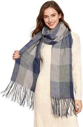 Miss Lulu Oak & Tea &Eacute;charpe Dhiver Chaude pour Femme Motif Tartan Toucher Cachemire Cadeau Femmes