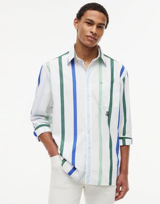 Tommy Hilfiger Oversize-Hemd aus Popeline in Wei&szlig; mit Wappenlogo