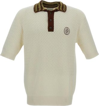 Dr&ocirc;le de Monsieur Homme, Pulls, Beige, Taille: M Polo Maille Ajour&eacute; D Miroir