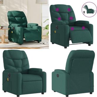 vidaXL Massagesessel Elektrisch Dunkelgrün Stoff - Massage Stuhl - Elektrischer Massagesessel - Entspannungsstuhl - Fernsehsessel - Relaxsessel - Home &