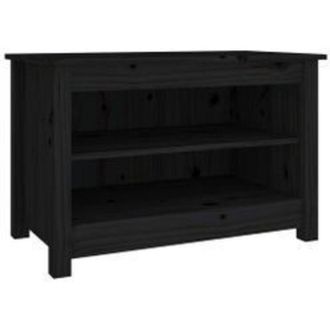 Les Tendances Banc &agrave; chaussures en bois massif Klouda - &Eacute;l&eacute;gant et fonctionnel 70 cm-Noir-Largeur 70 cm