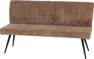 Mendler Sitzbank HWC-K16, Esszimmerbank Bank Polsterbank, R&uuml;ckenlehne Stoff/Textil Chenille Metall 160cm - braun