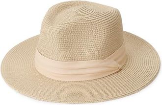 Dreshow Femme Homme Chapeau de Paille Panama Chapeau Été Large Bord Chapeau de Soleil Anti-UV pour Plage Voyage Chapeau de Soleil