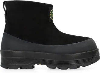 Stone Island Mens Ankle Boots Suede Black Calf Leather