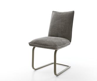 DELIFE Freischwinger Lelio-Flex Boucl&eacute; Soft Schlamm Freischwinger flach Effektfinish Titan Taschenfederkern, Esszimmerst&uuml;hle